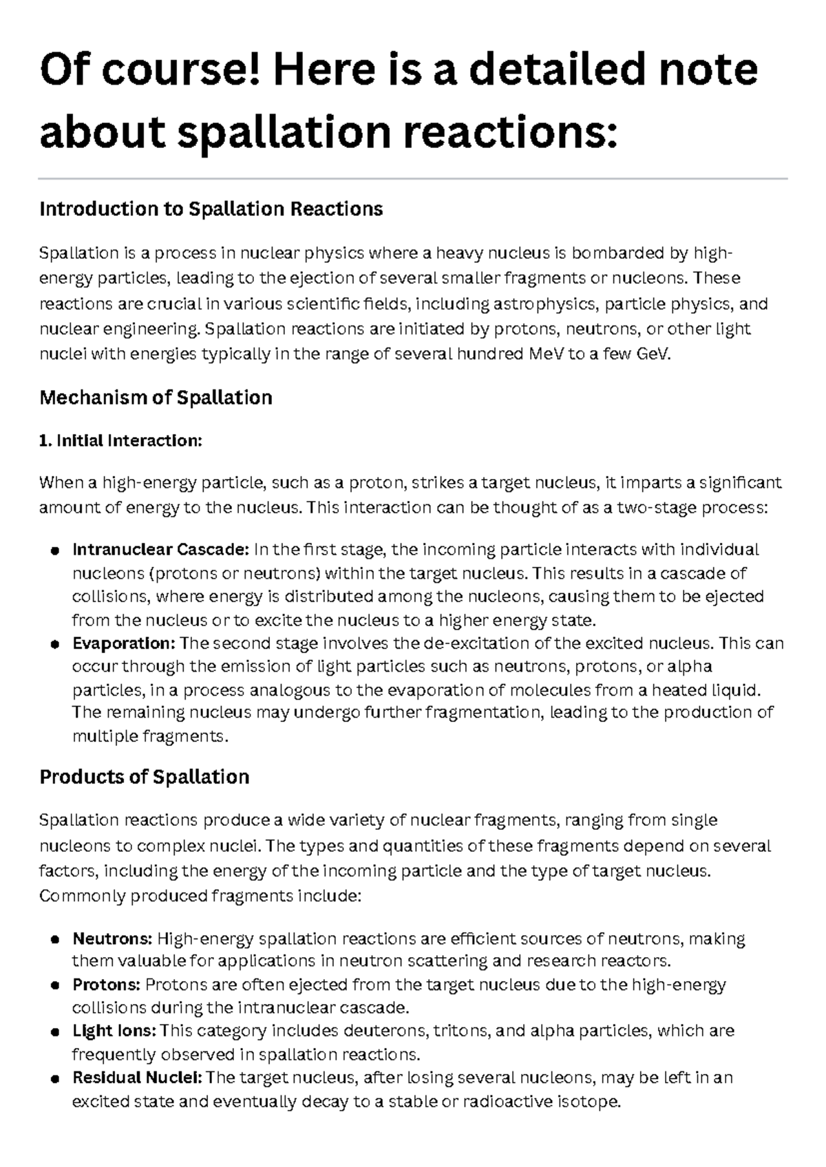 Of course Here is a detailed note about spallation reactions 20240830 ...