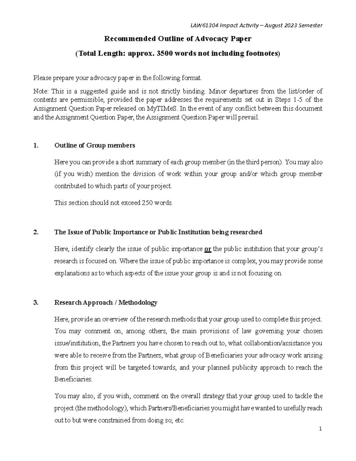 Guidance Note for Advocacy Paper v1 - Recommended Outline of Advocacy ...