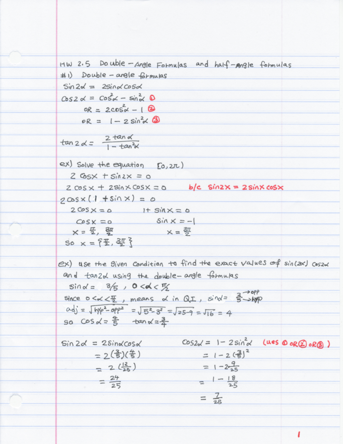 2.5. Double Angle Formulas - MATH 1303 - Studocu