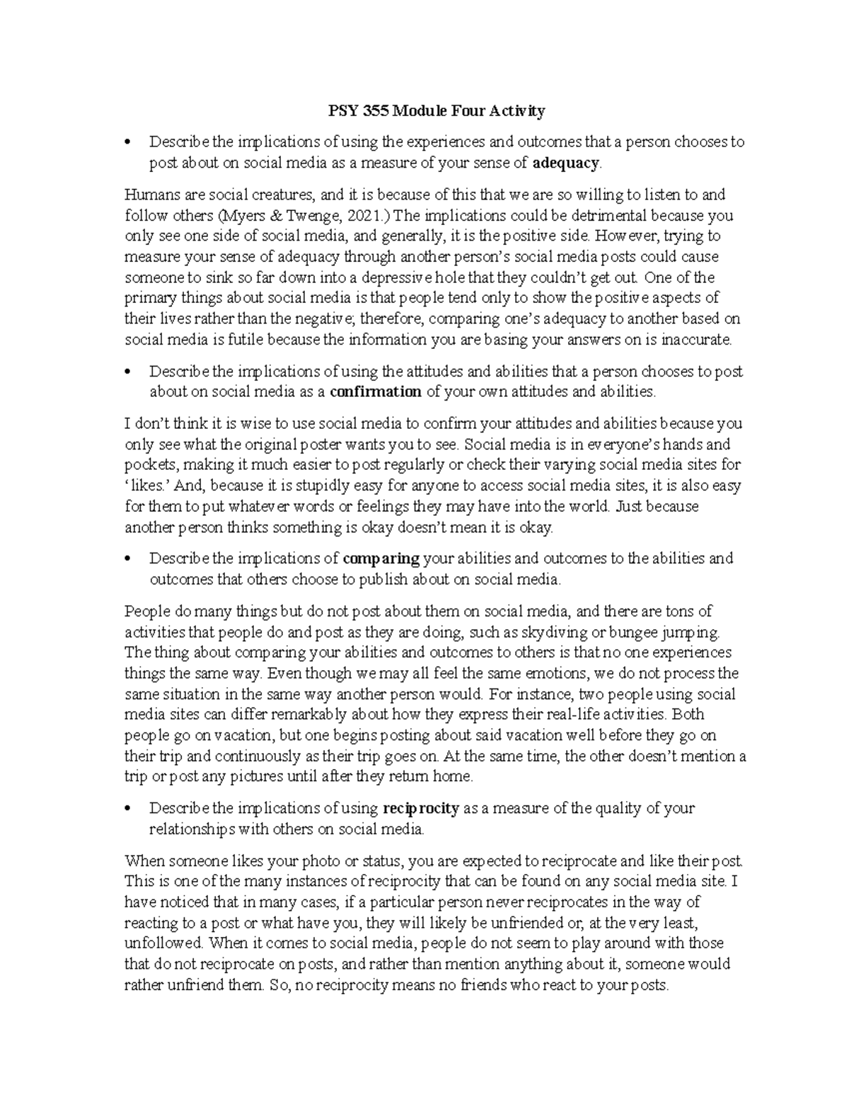 PSY 355 Module Four Activity Journal (Hugo) - PSY 355 Module Four ...