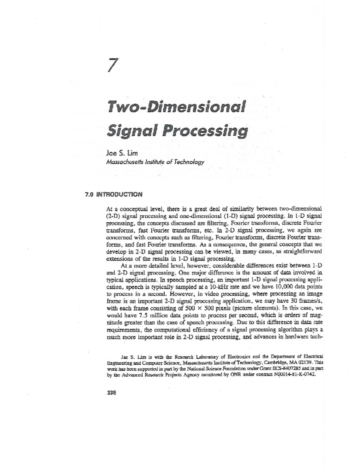 Two Dimensional Signal Processing - Computer Science SL - Studocu
