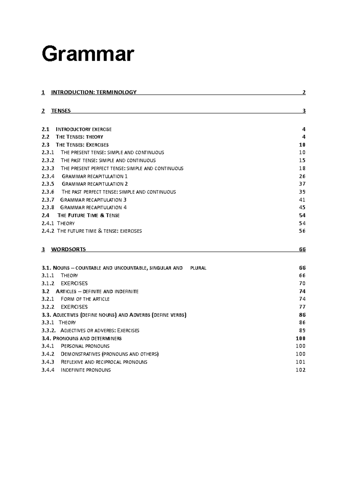 Eng1 2021 Grammar - Volledige cursus met alle oplossingen - Grammar 1 ...