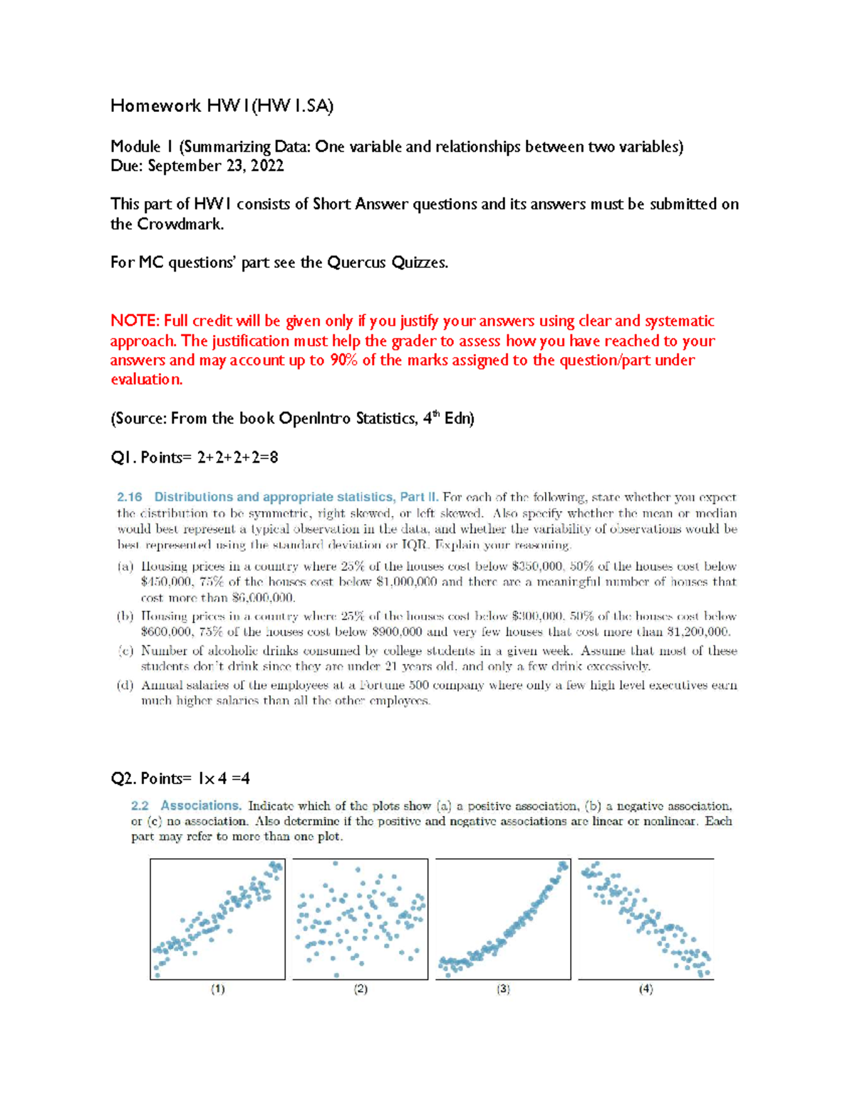 HW1 Short Ans Qs-F2022-STA220 - Homework HW1(HW1) Module 1 (Summarizing Data: One variable and ...