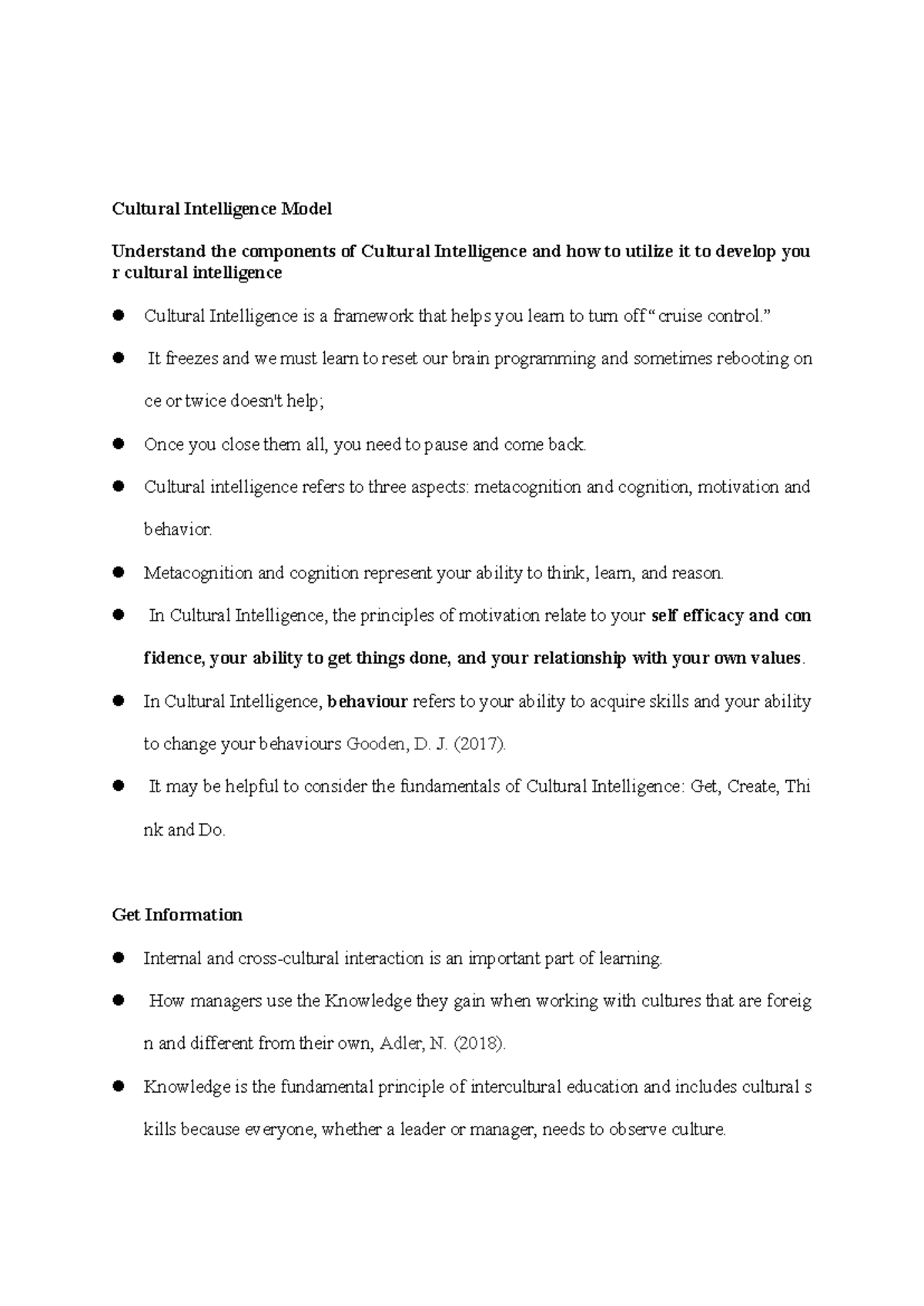 group assignment - Cultural Intelligence Model Understand the ...