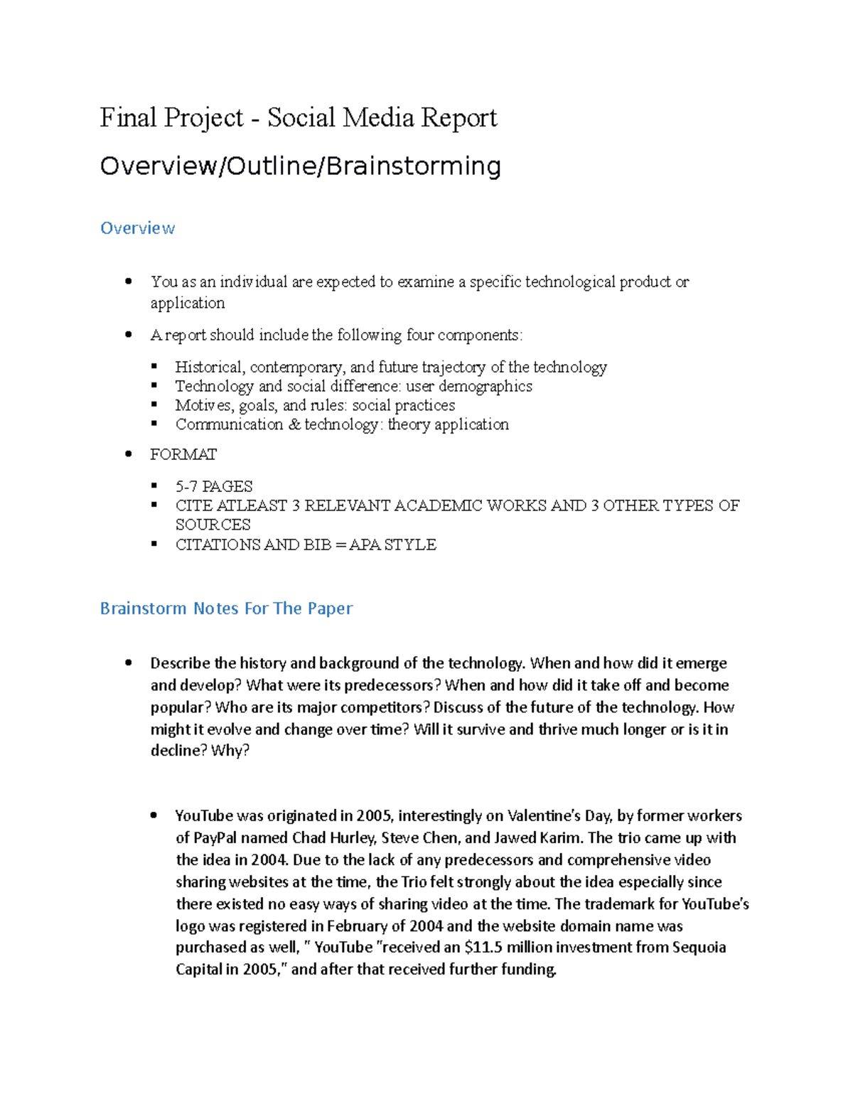 Human Communication And Tech - Final Project - Overview/Outline ...