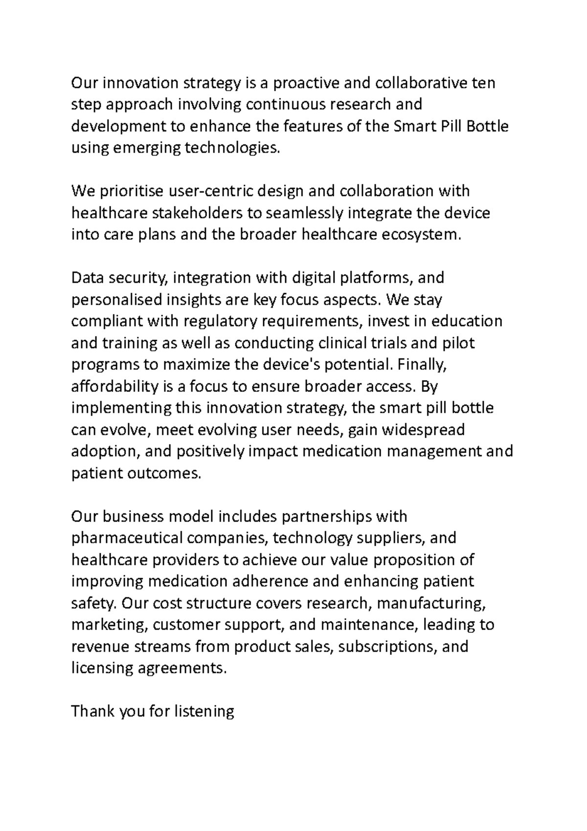 Presentation Speech - Our innovation strategy is a proactive and ...