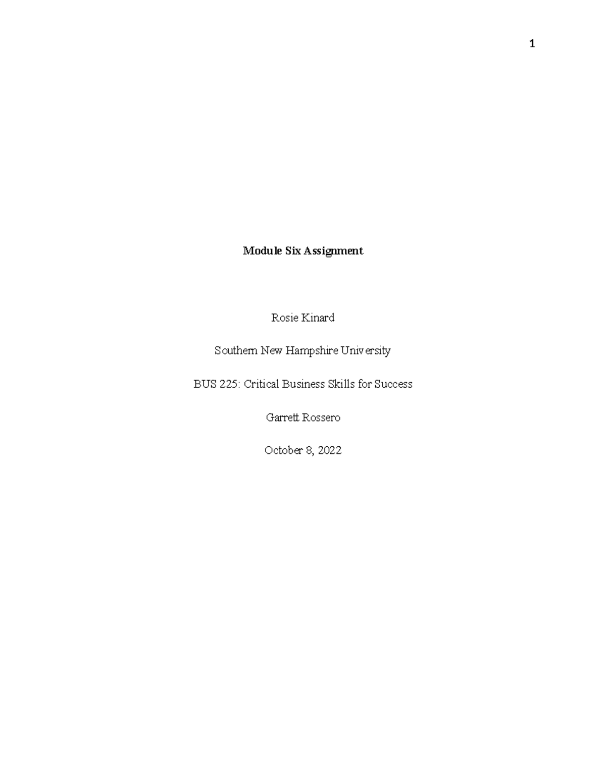 BUS225 Module Six Assignment - bus225 - Module Six Assignment Rosie ...
