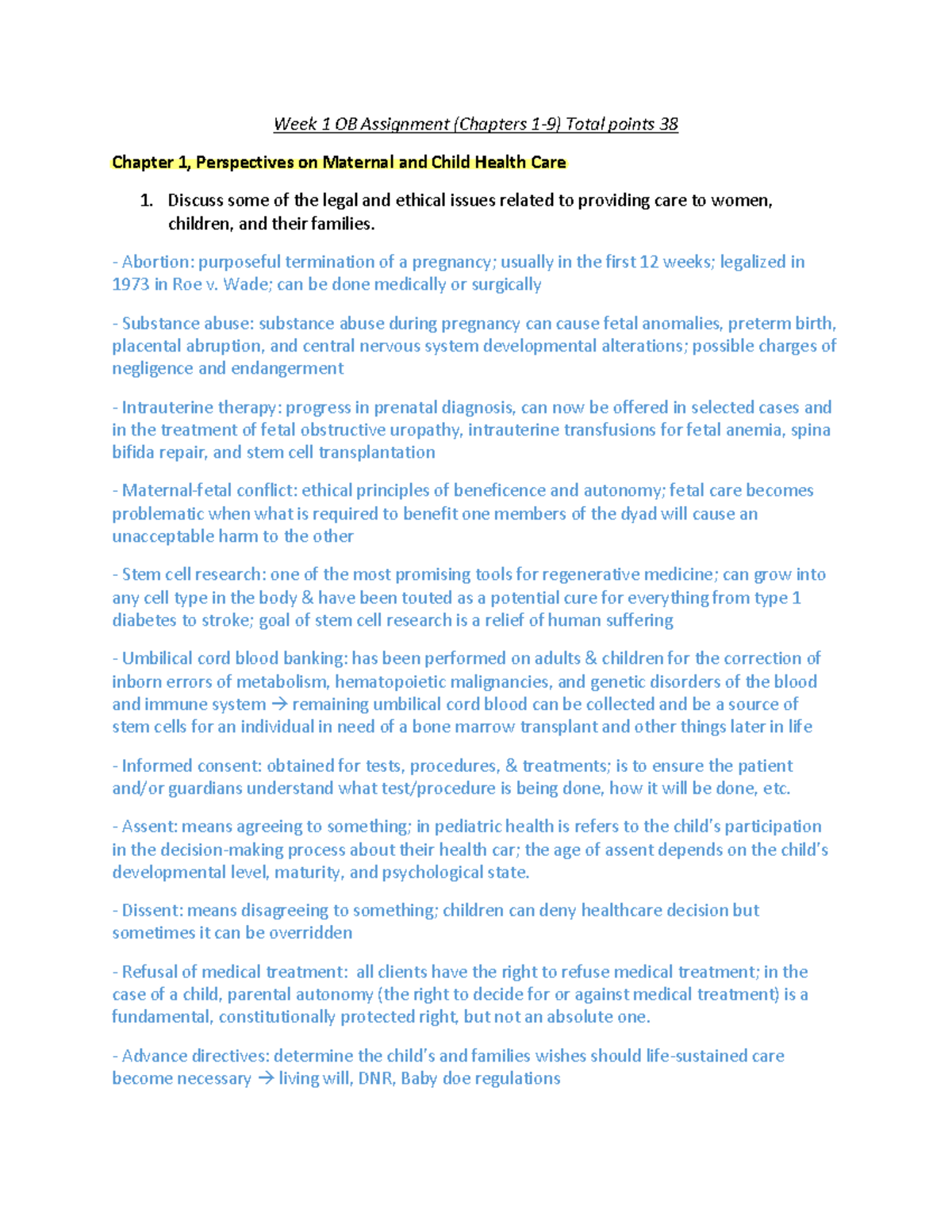 195 Week 1 OB Assignment - Week 1 OB Assignment (Chapters 1-9) Total ...