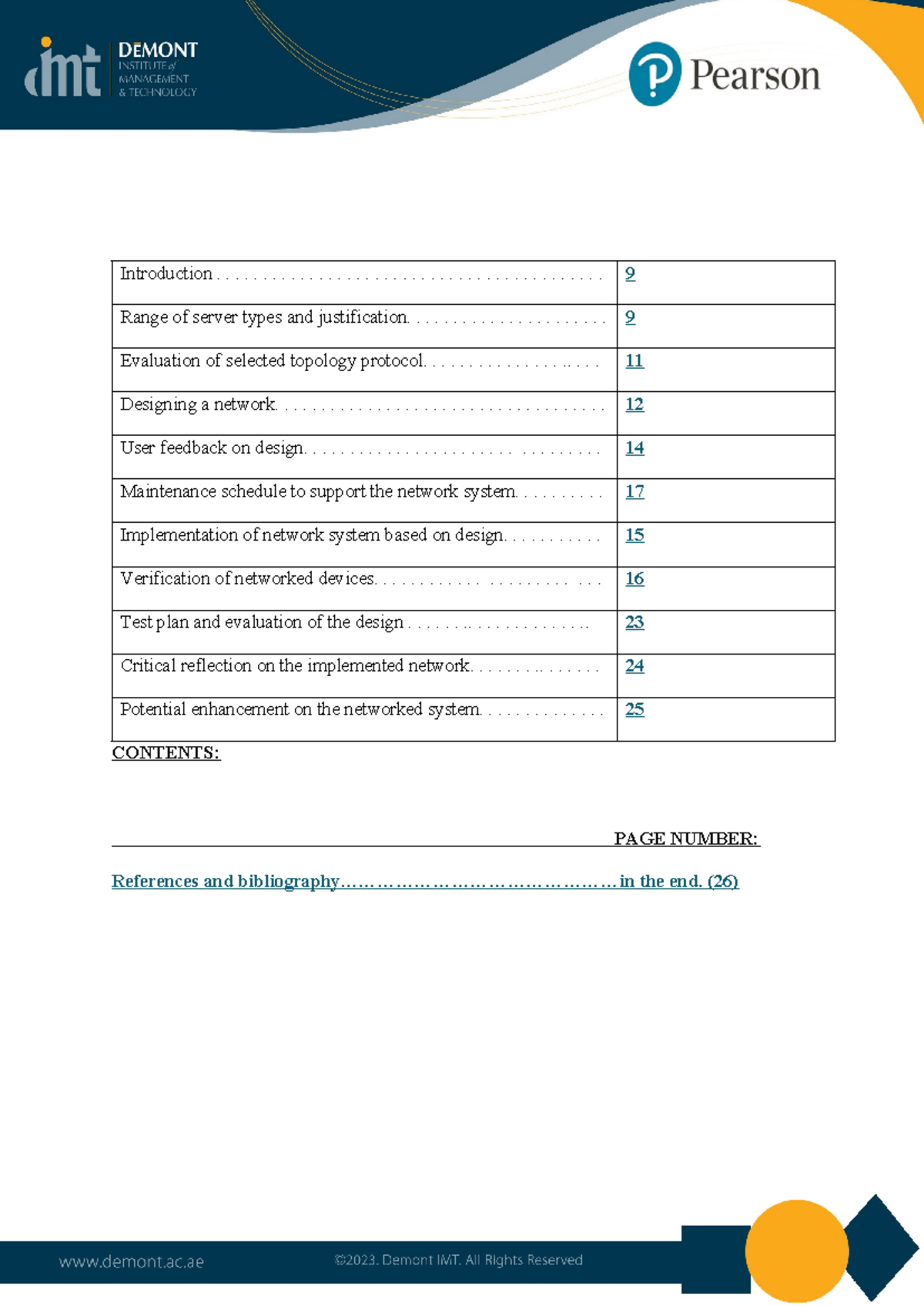 Networking Assignment Brief Version 1 - CONTENTS: PAGE NUMBER ...