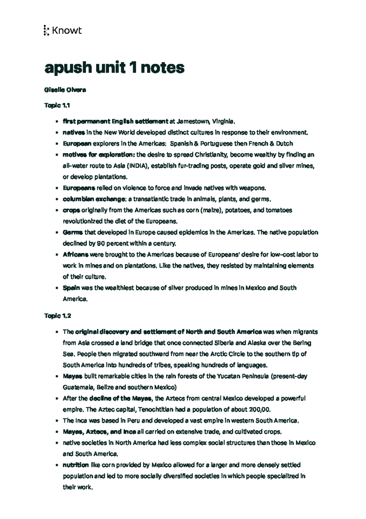 Apush unit 1 notes - apush unit 1 notes Giselle Olvera Topic 1. first ...