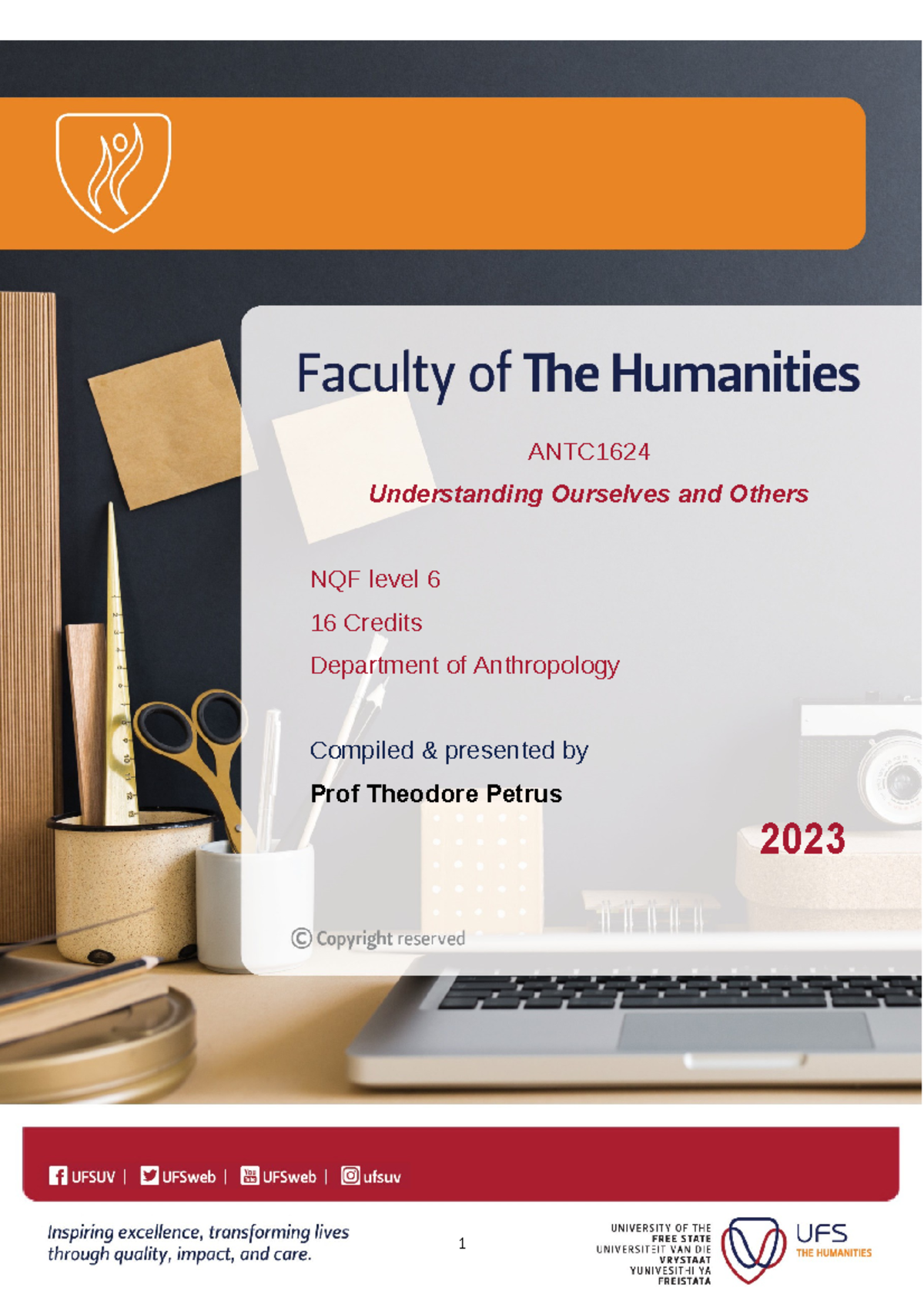 Study guide ANTC1624 (term 4) 2023 - ANTC Understanding Ourselves and ...