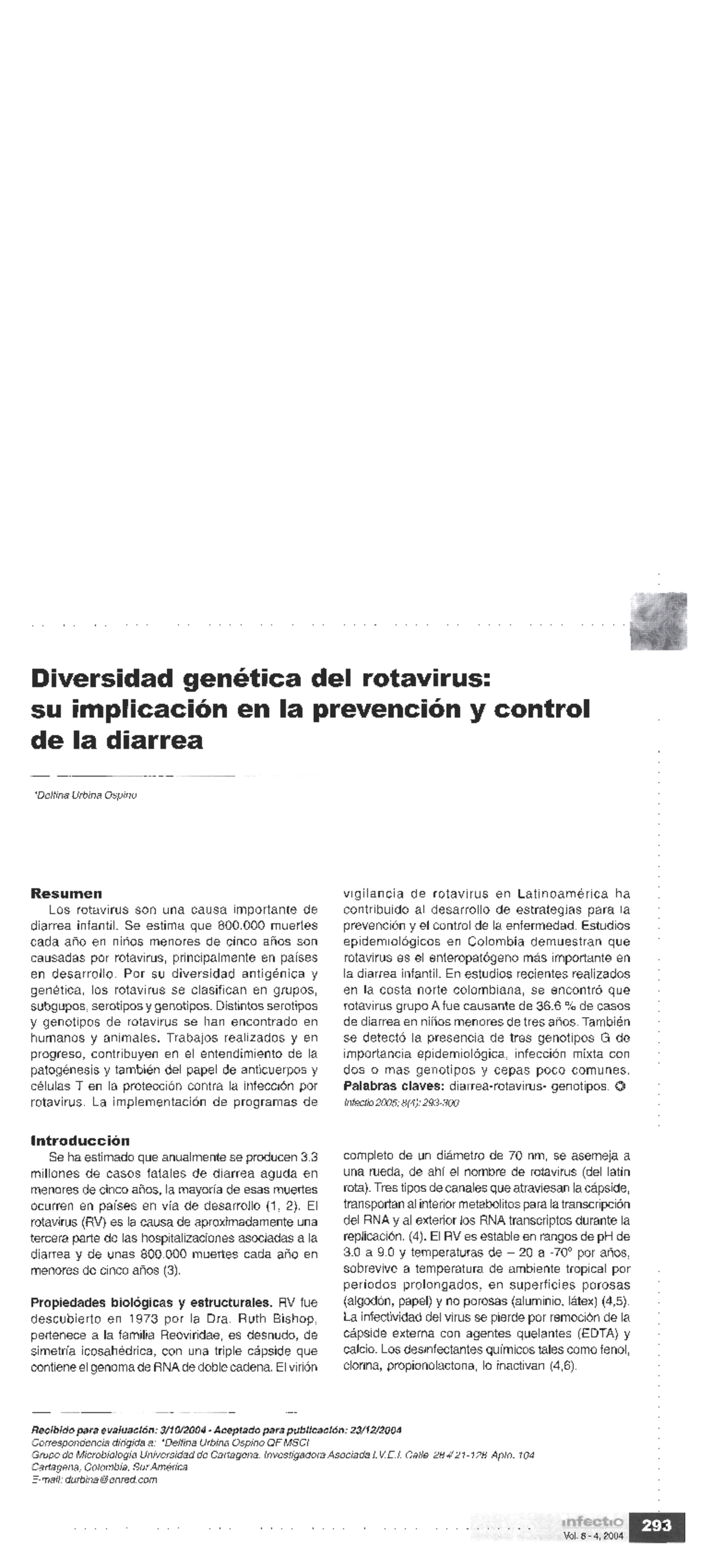 Biteca,+ Diversidad+ Genetica+DEL+ Contravirus - Diversidad genética del rotavirus: su ...