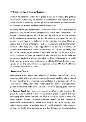 Political environment of business - Political environment of business ...