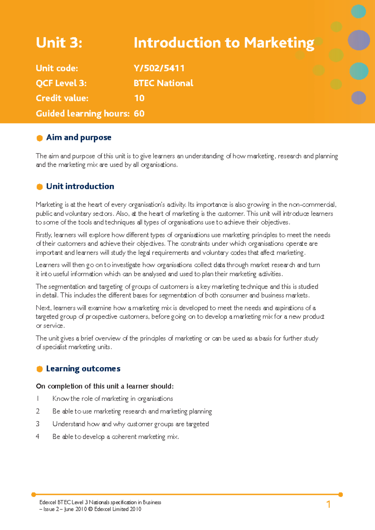 Unit 3 Introduction to Marketing Issue 2 - Unit 3: Introduction to ...