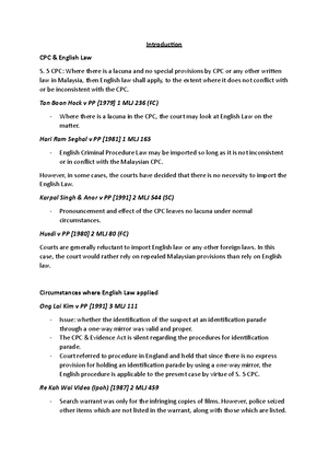 Topic 1 PRE Trial - PRE TRIAL PROCESS Pre-trial processes were introduced into the Criminal ...