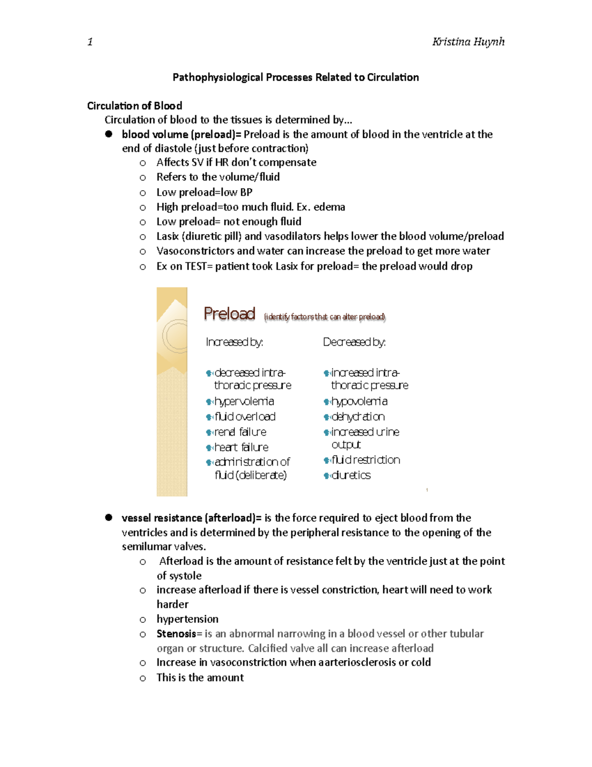 Pathophysiological Processes Related to Circulation - 1 Kristina Huynh ...