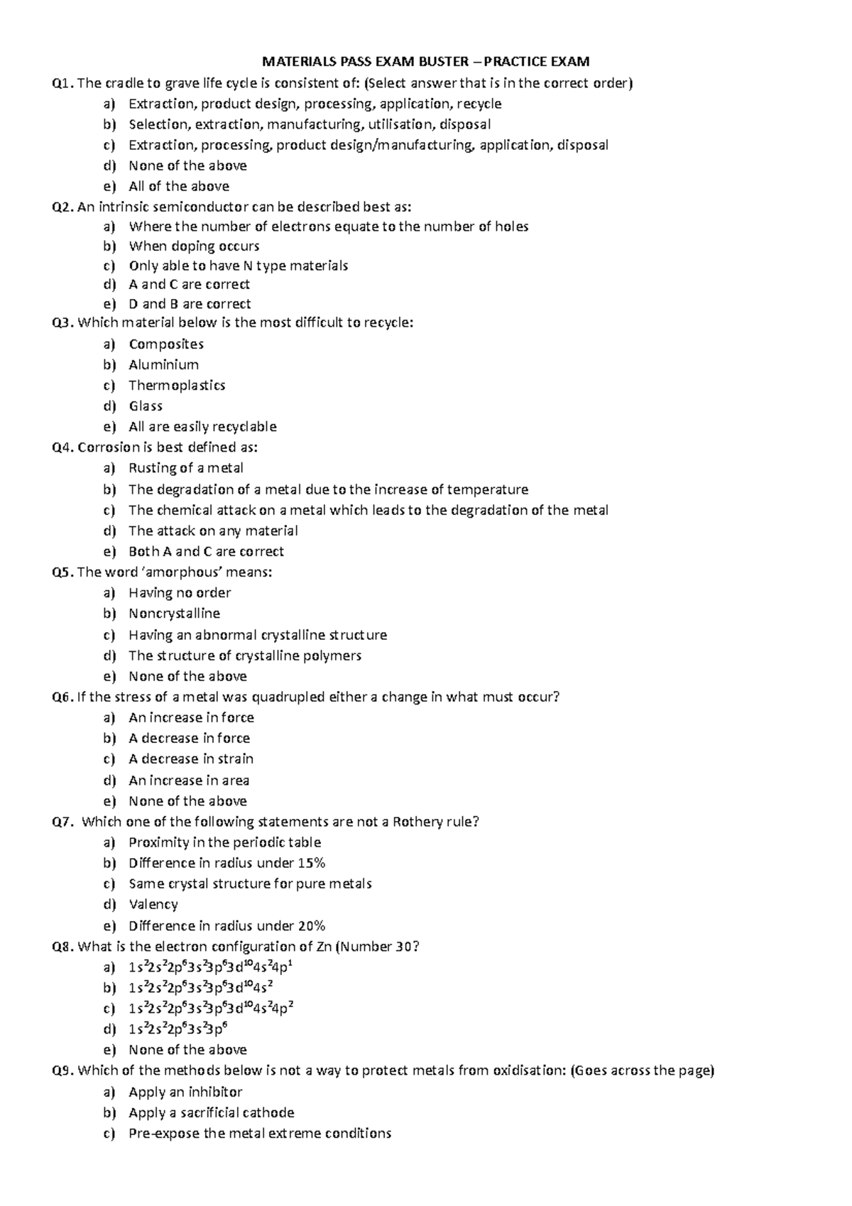 Materials exam buster - exam notes - MATERIALS PASS EXAM BUSTER ...