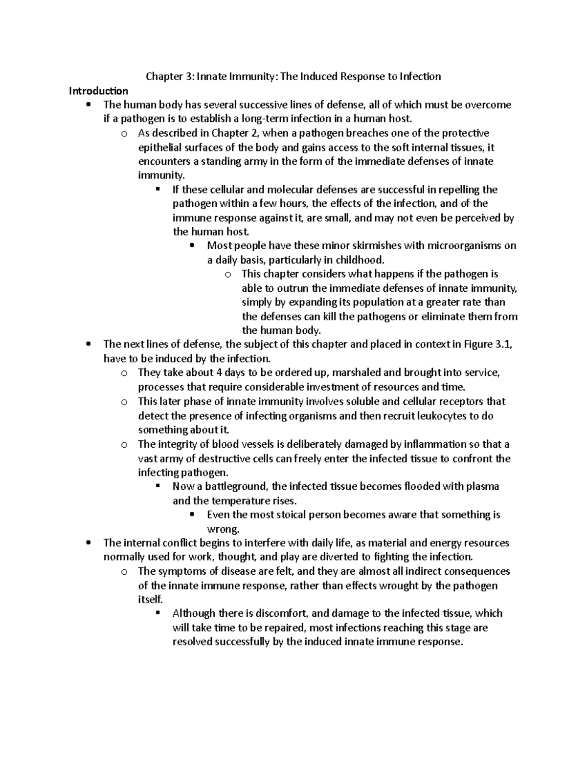 Chapter 3 Immuno - n/a - Chapter 3: Innate Immunity: The Induced ...