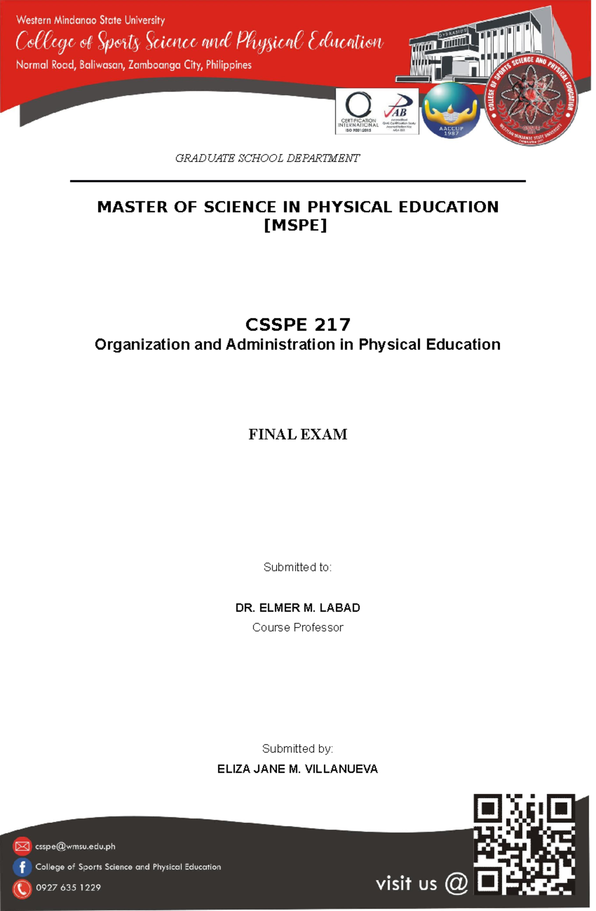 Villanueva- Csspe-217- Final EXAM - GRADUATE SCHOOL DEPARTMENT MASTER ...