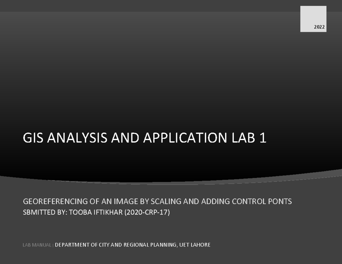 Georeferencing of an Image by Scaling and Adding Control Points - GIS ANALYSIS AND APPLICATION ...