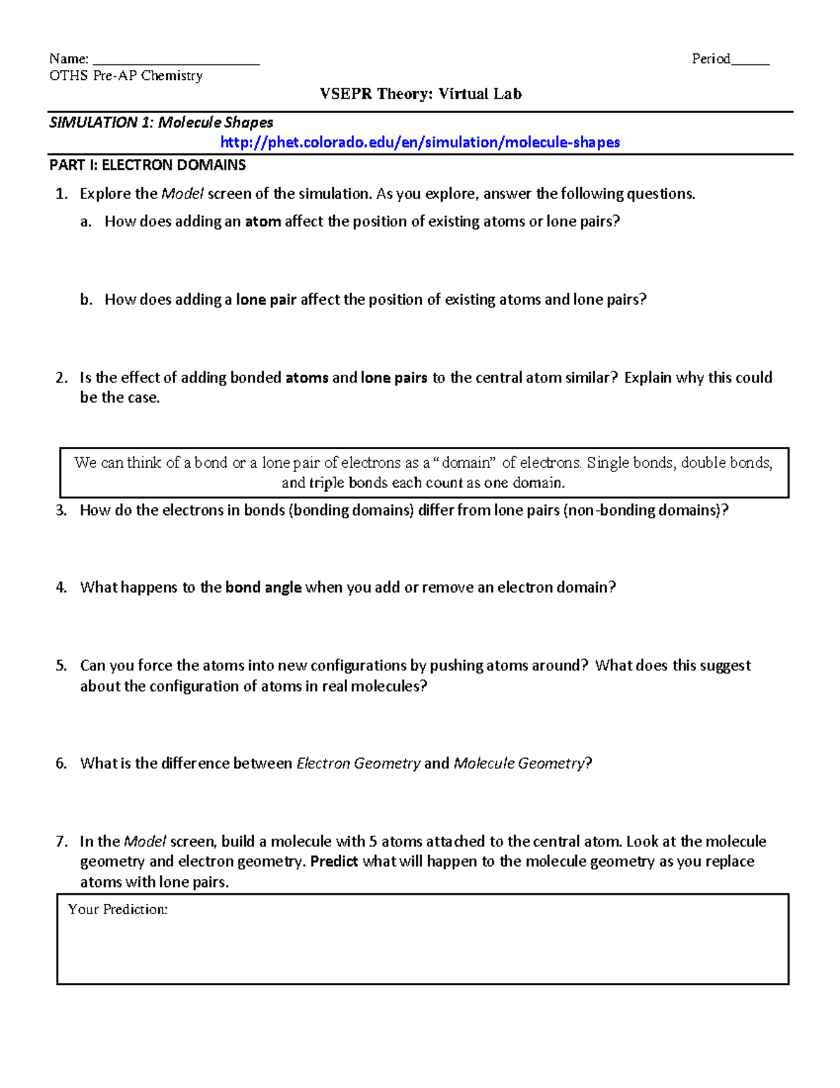 Activity-8 Vsepr Virtual - Name: ______________________ Period ...
