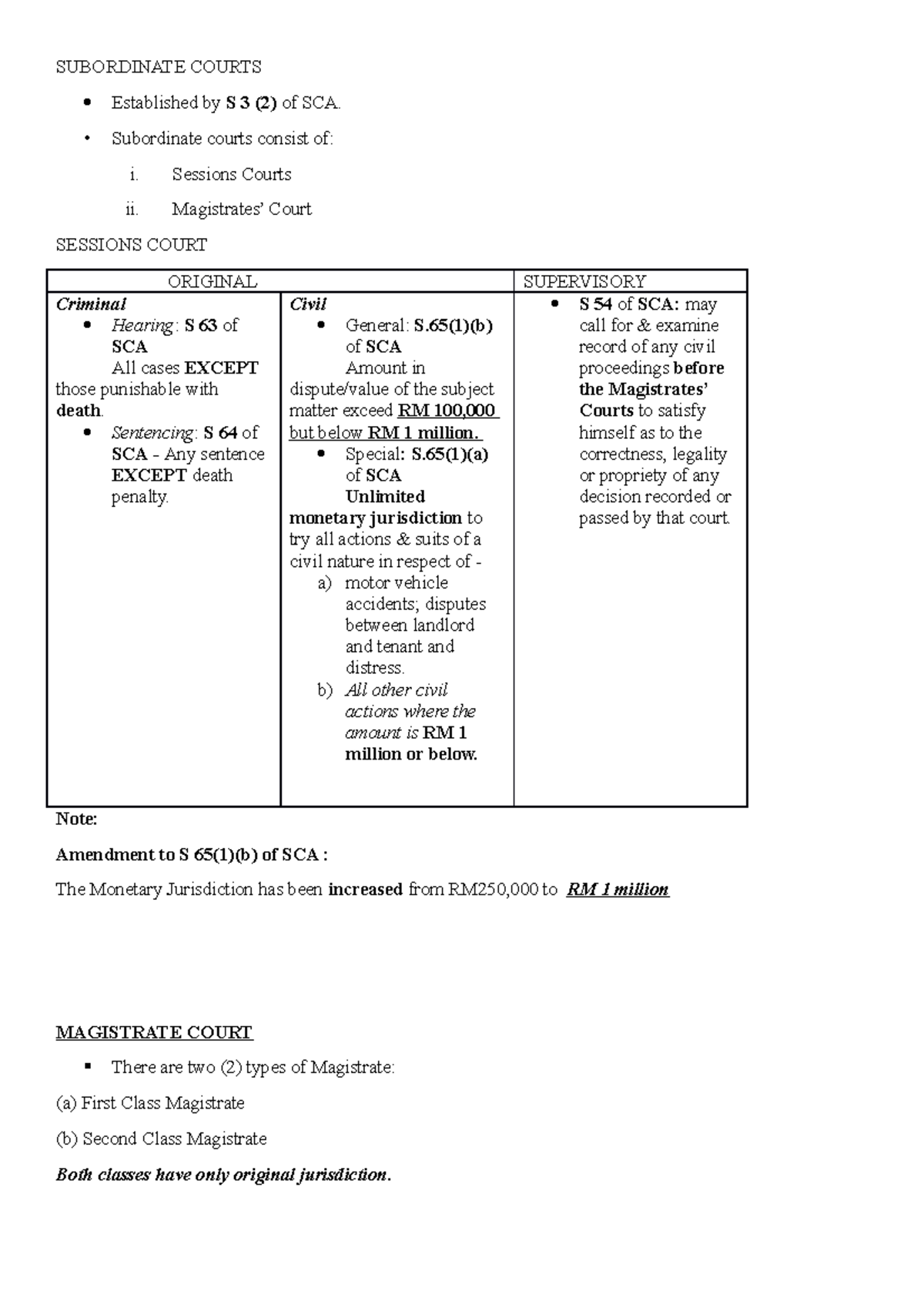 BAB 2 NOTE - Notes - SUBORDINATE COURTS Established by S 3 (2) of SCA ...