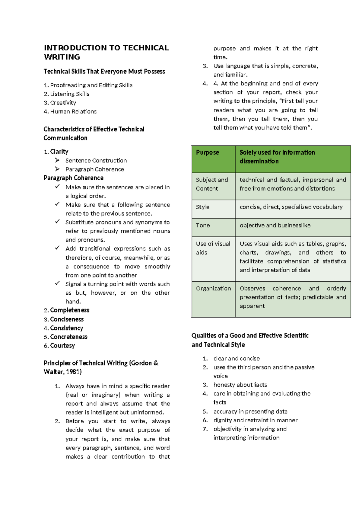 Notes - Awesomes - INTRODUCTION TO TECHNICAL WRITING Technical Skills ...