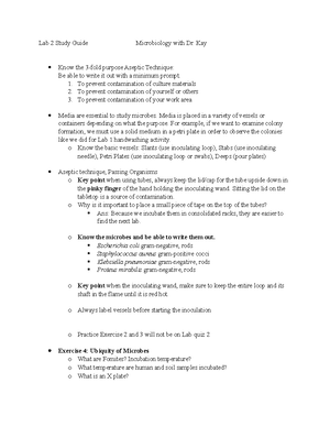Lab 2 Microbiology 1 - lab - Lab 2 Microbiology Dr. Kay Lab Practicum 2 ...