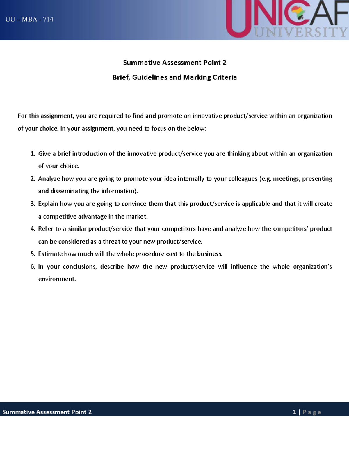 Summative Essay 2 - Brief, Guidelines and Marking Criteria - UU – MBA ...