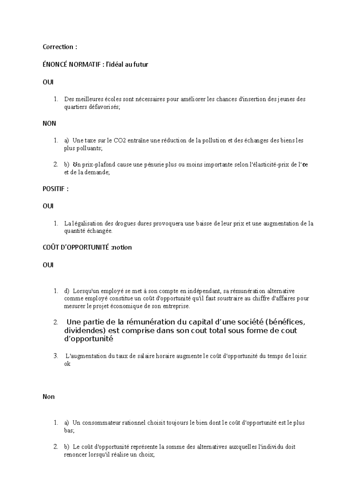 Correction - QCM EXA - Correction : ÉNONCÉ NORMATIF : l’idéal au futur ...