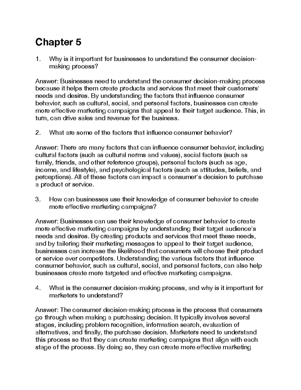 Marketing assignment chapters 5 and 6 - Chapter 5 Why is it important ...