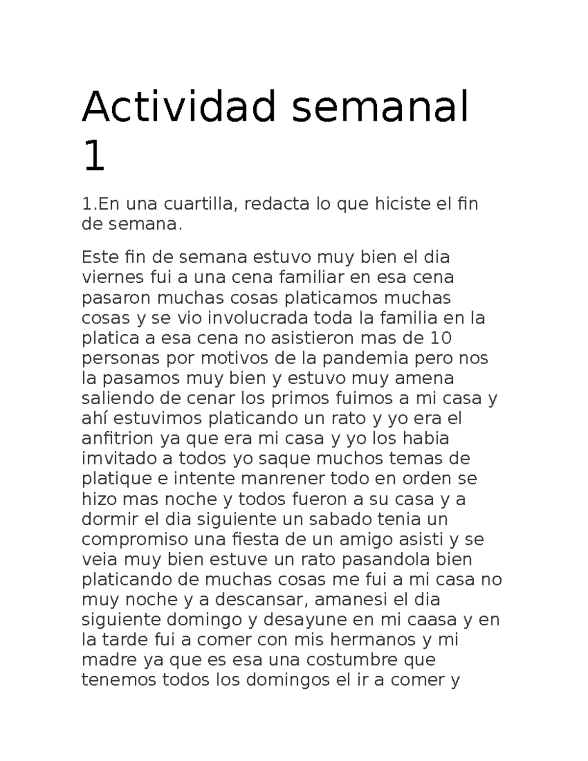 Actividad semanal 1 historia - Actividad semanal 1 1 una cuartilla ...