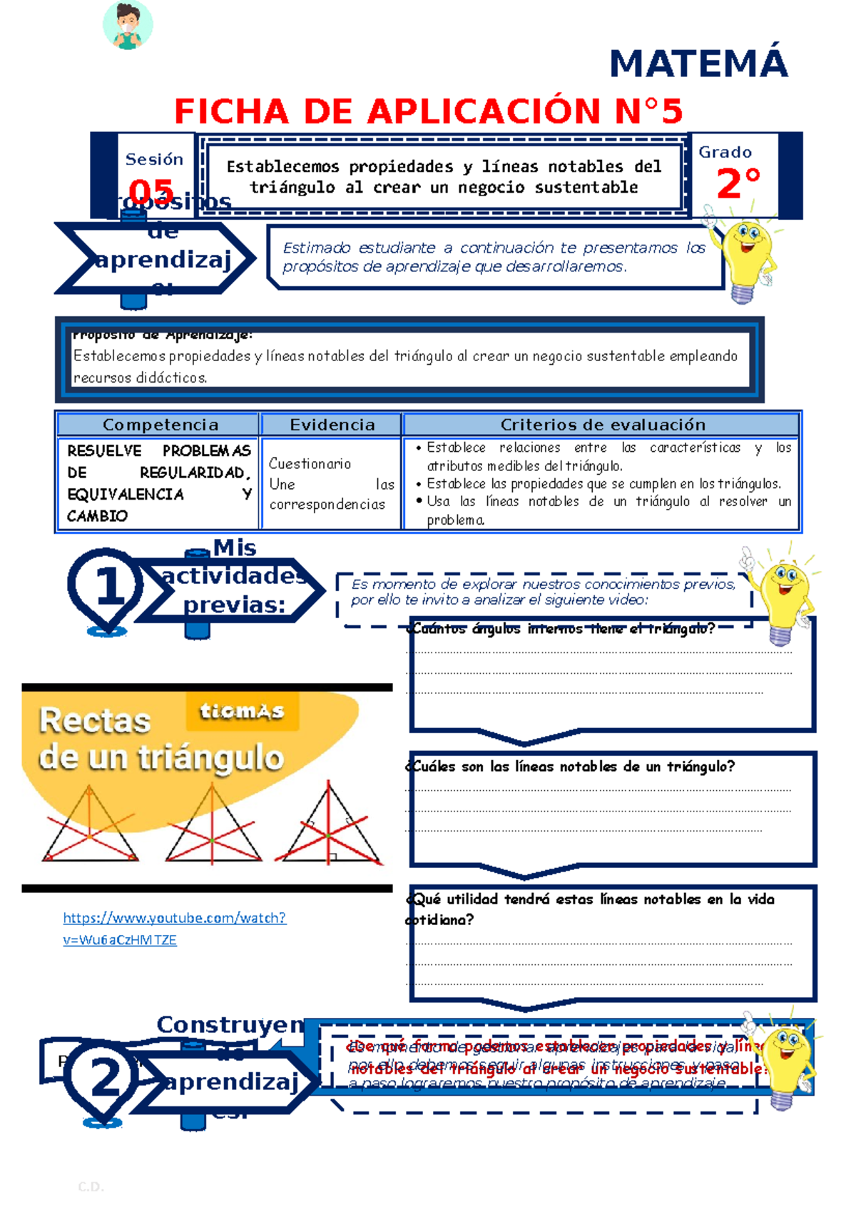 2° Ficha DE Aplicación- Sesión 5-SEM.3-EXP.5-MATE (1) - Competencia Evidencia Criterios de - Studocu