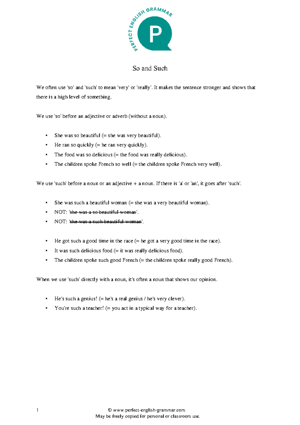 So and such explanation - 1 © perfect-english-grammar So and Such We ...