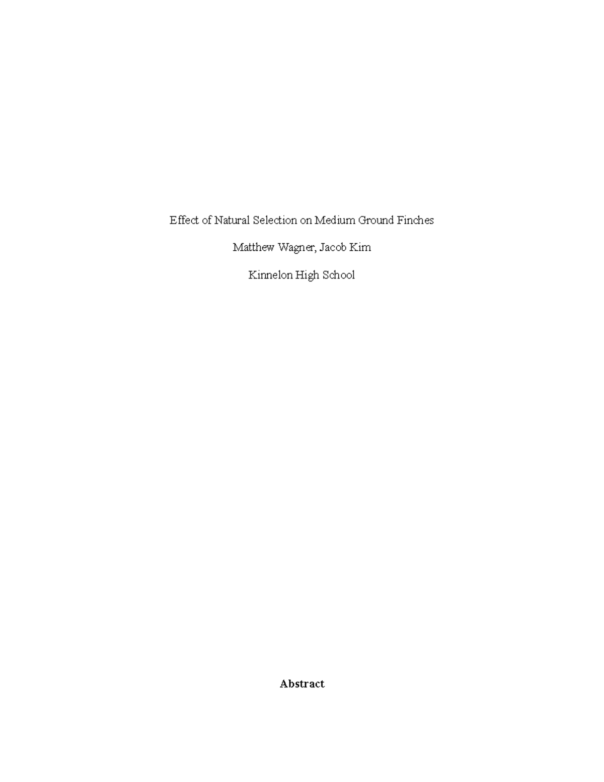 Copy of Finch Report Template (2021) - Effect of Natural Selection on ...