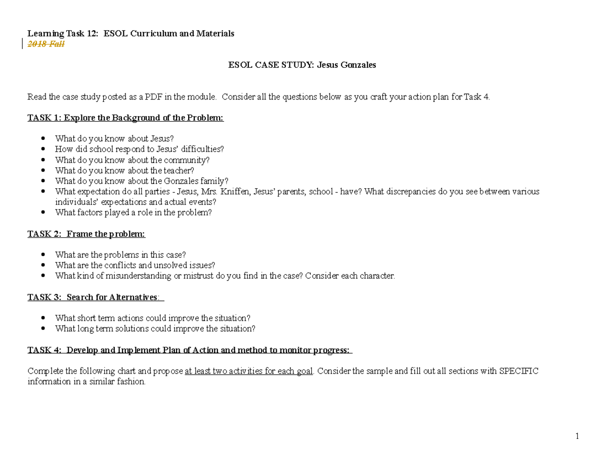 Learning Task 12 - Paper - 2018 Fall ESOL CASE STUDY: Jesus Gonzales ...