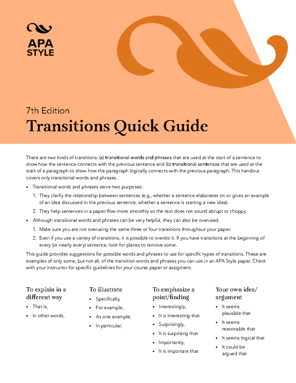 Style-transitions-guide - 7th Edition Transitions Quick Guide There are ...