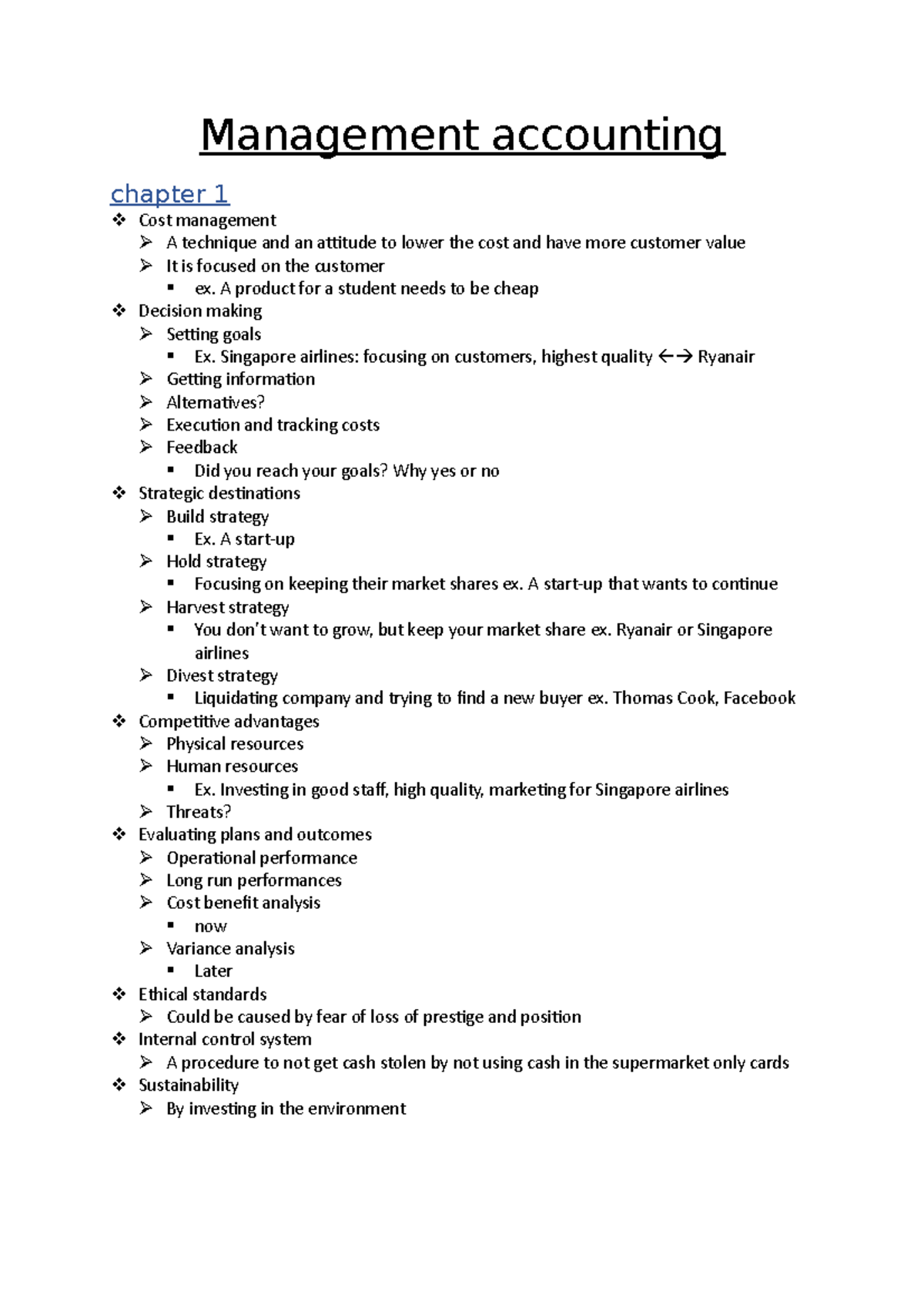 Management accounting - Management accounting chapter 1 Cost management ...