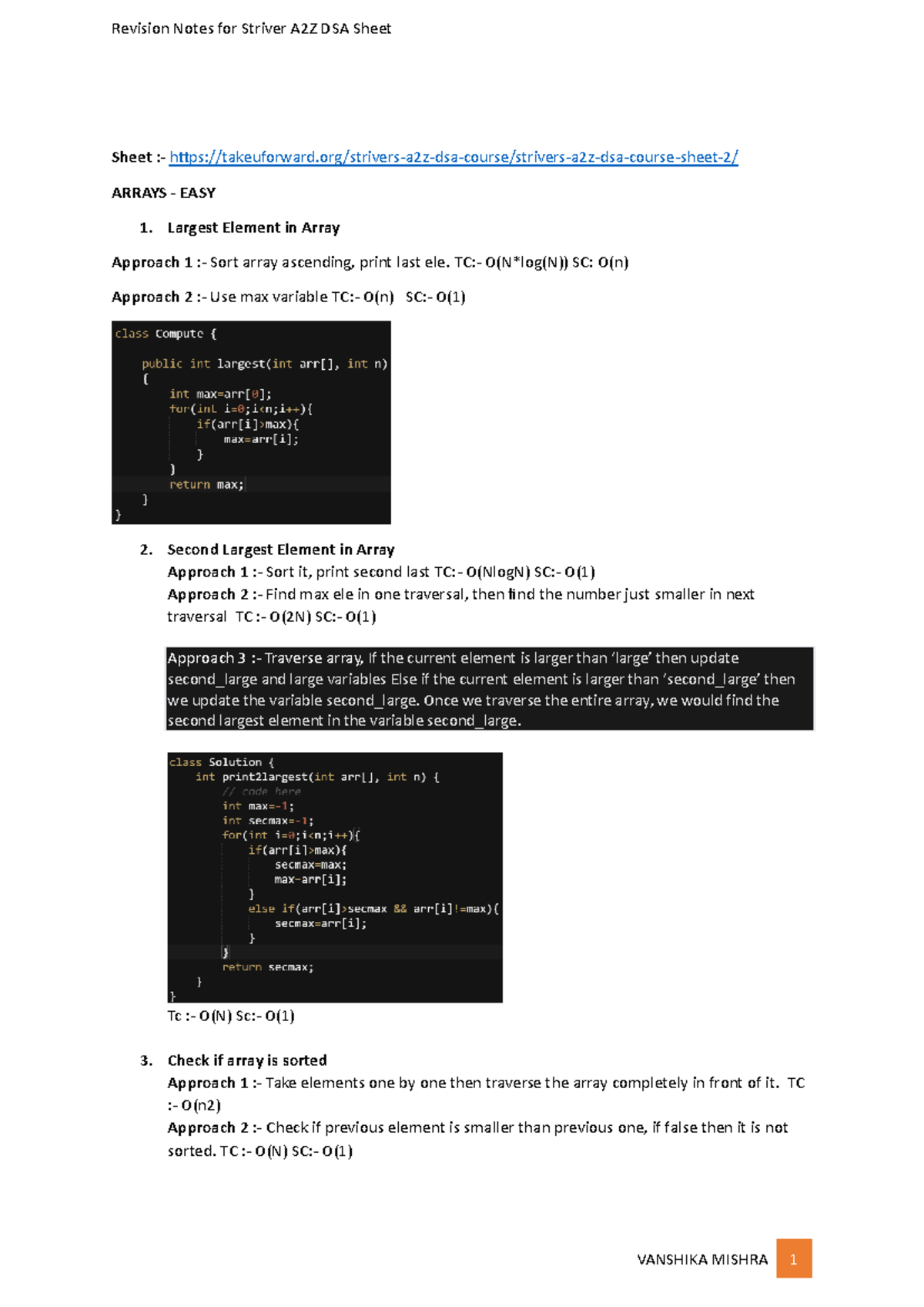 01 Arrays Easy - Laad hai ye - Sheet :- - Studocu