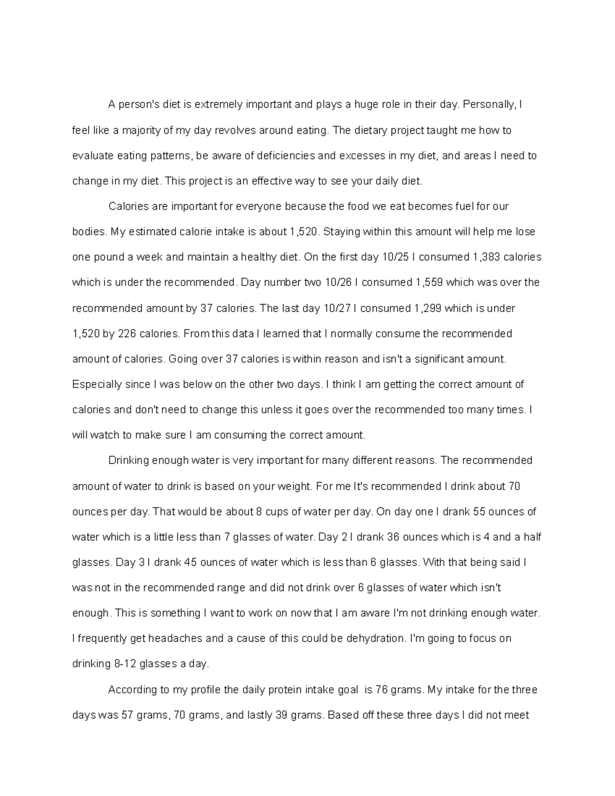 Nutrition essay - A person's diet is extremely important and plays a ...