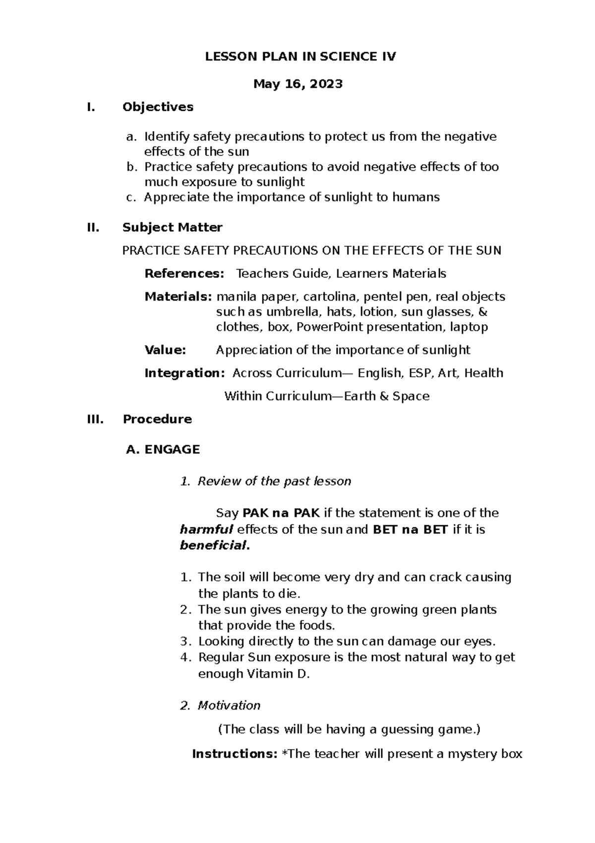 Cot2 2021 Analie 1 - This is an example that can help you - LESSON PLAN ...