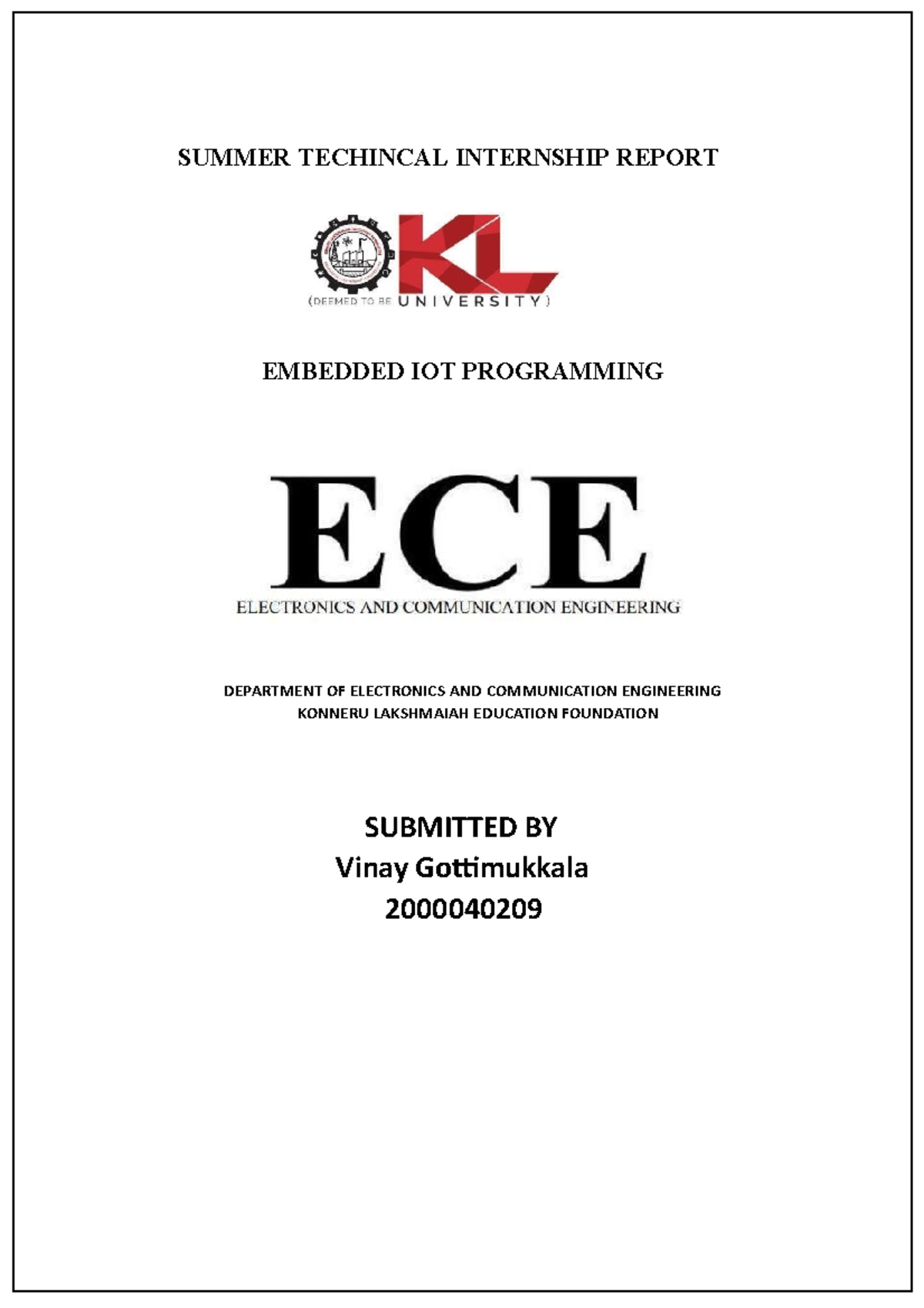 2000 040209 internship - SUMMER TECHINCAL INTERNSHIP REPORT EMBEDDED ...