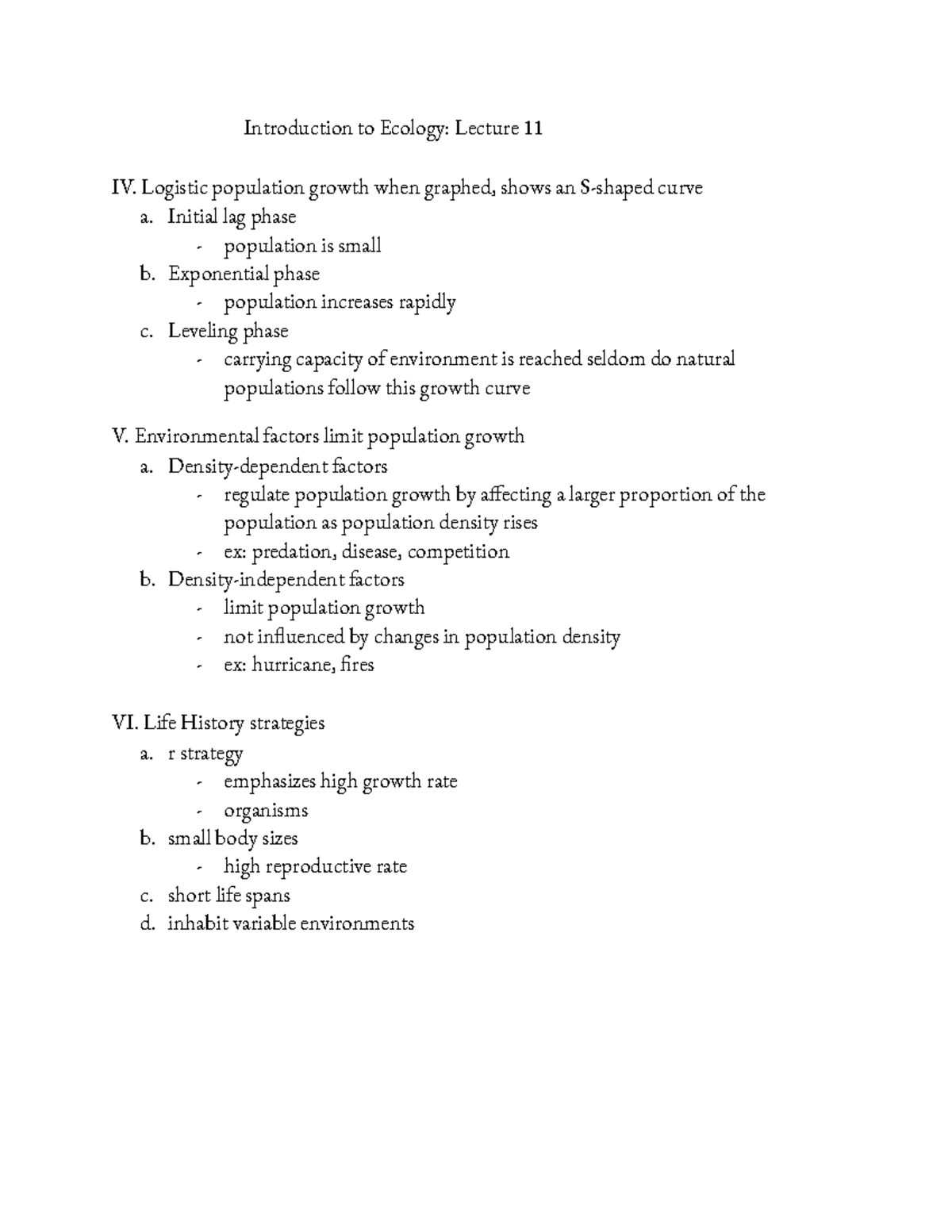 Introduction to Ecology Lecture 11 - Logistic population growth when graphed, shows an S-shaped ...