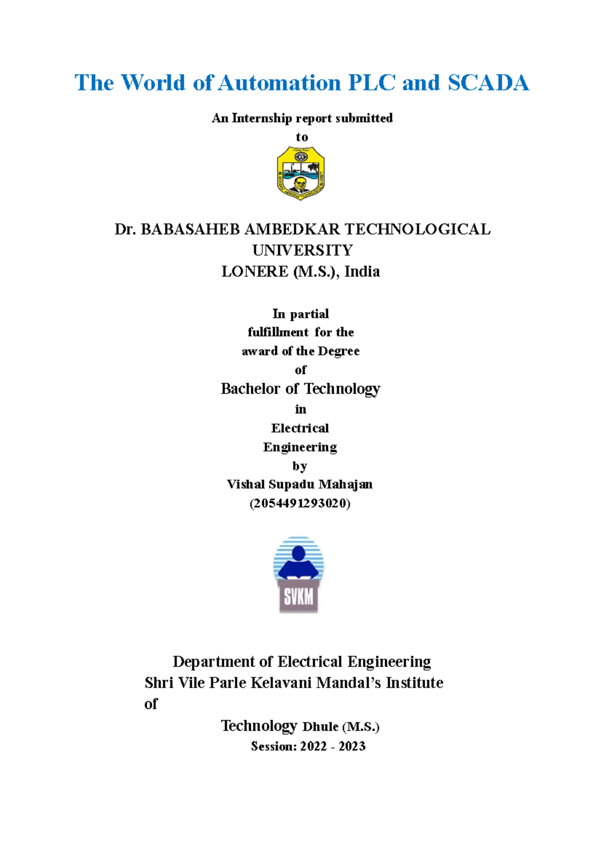 PLC SCADA REPORT - The World of Automation PLC and SCADA An Internship ...