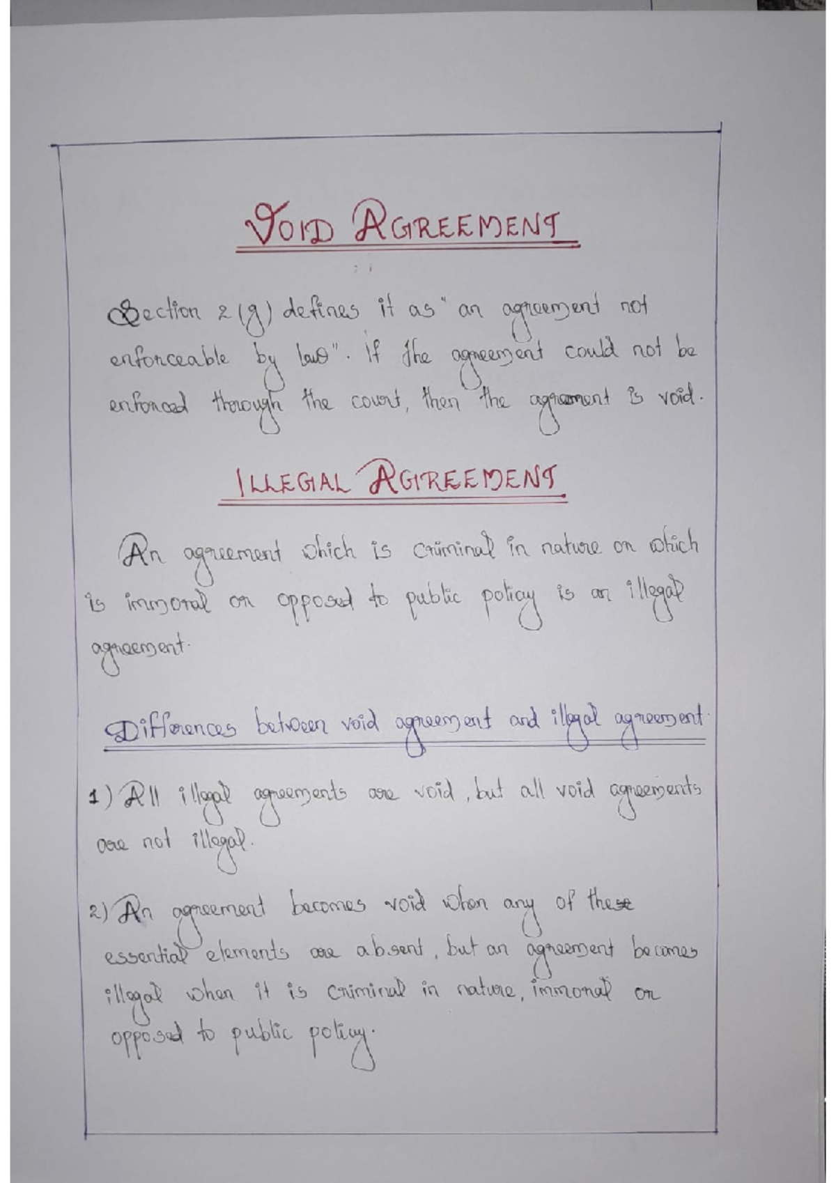 BRF Assignment - VOID AGREEMENT Section 2 (g) defines it as an agreement not enforceable if The ...