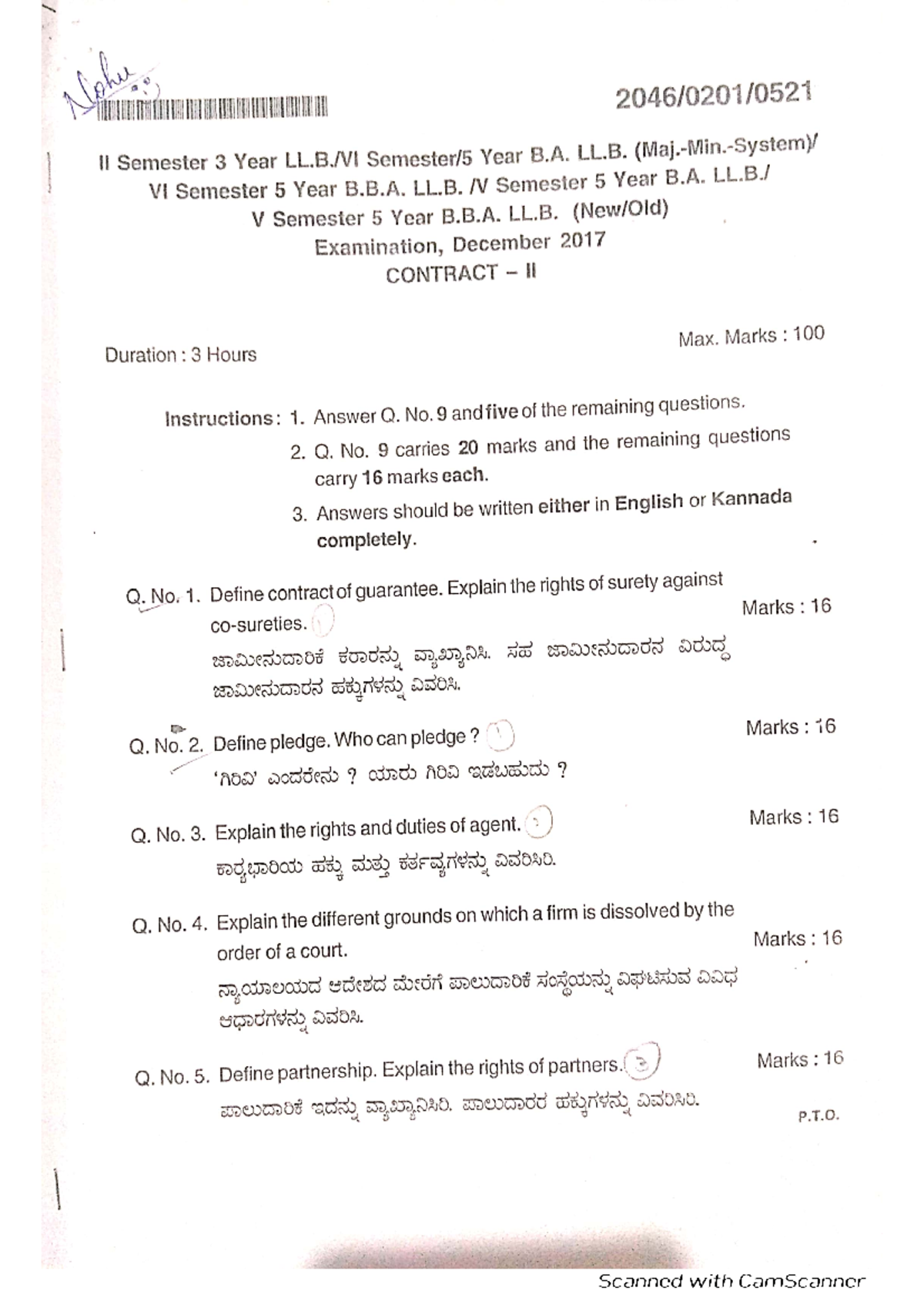 Contract 2 question papers - Studocu