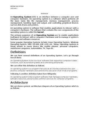 Components OF AN Operating System - LECTURE 2 COMPONENTS OF AN ...
