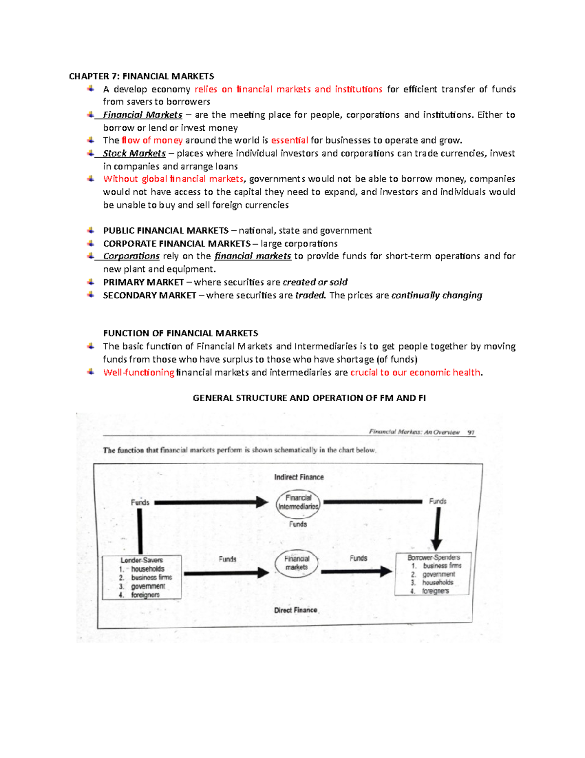 Chapter 7 FM - Reviewer - CHAPTER 7: FINANCIAL MARKETS A develop ...