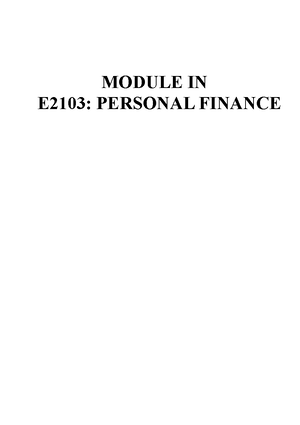 Chapter 1 Basic Ideas of Finance - MODULE IN E2103: PERSONAL FINANCE ...