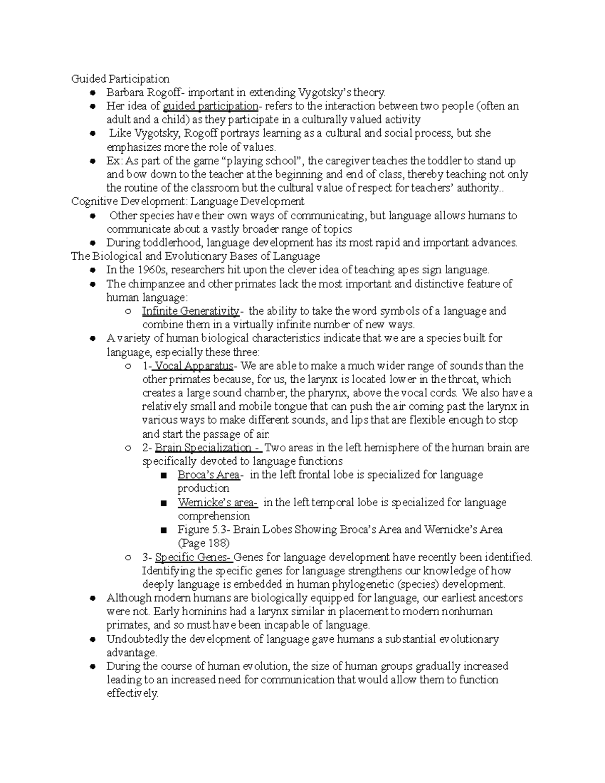 Developmental Psych Chapters 5 and 6 - Guided Participation Barbara ...